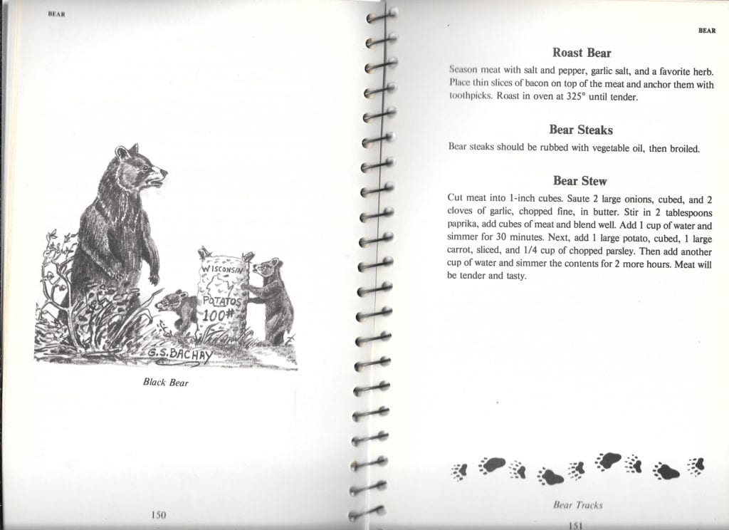Bear Stew and Bear Roast Recipes from Wildlife Recipes, 1977
