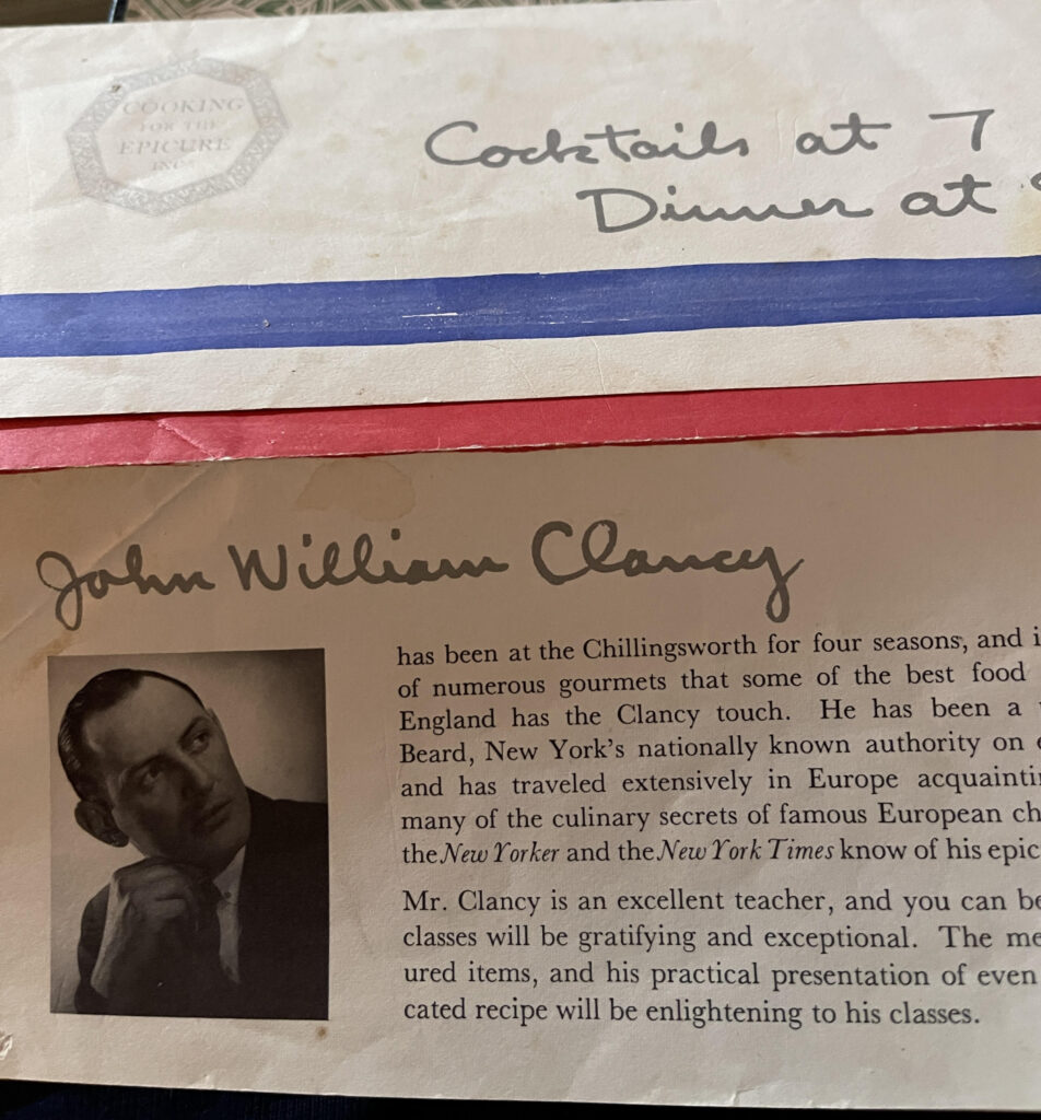 Cooking for the Epicure, 1960, Chef John William Clancy