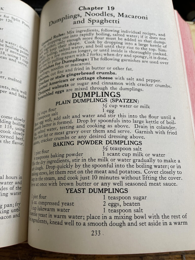Dumpling Recipes from Settlement Cook Book, 1951, As-If-New Condition.