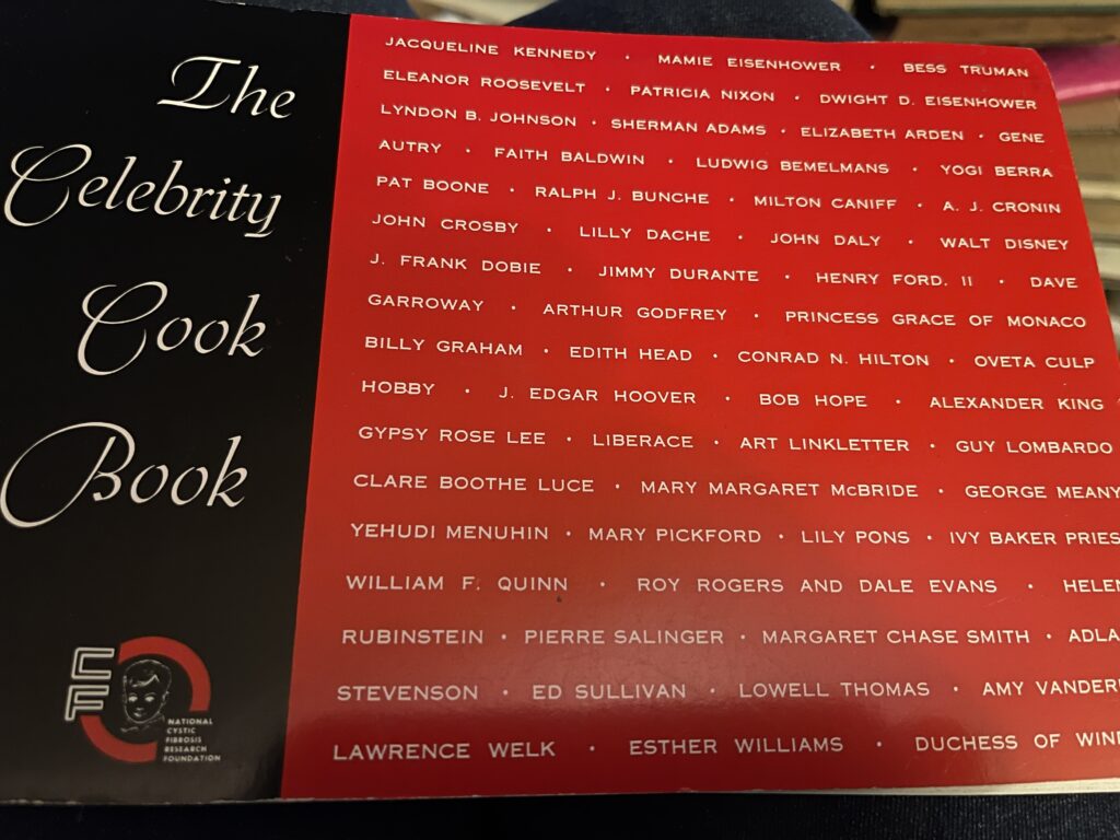 Celebrity Cook Book, Author Midge Hill, Cystic Fibrosis Foundation